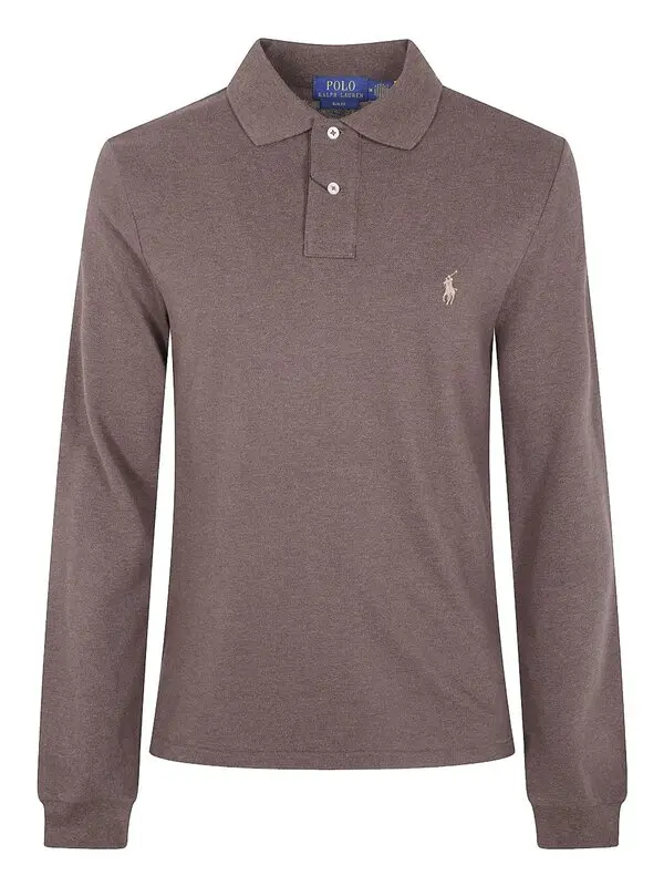 Polo Ralph Lauren Long Sleeve Knit Polo Shirt - Brown