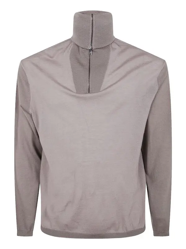 Emporio Armani Half-zip Turtleneck Sweater - Brown