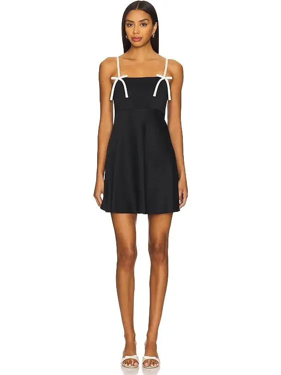 Alice + Olivia Morgan Babydoll Mini Dress With Bow - Black
