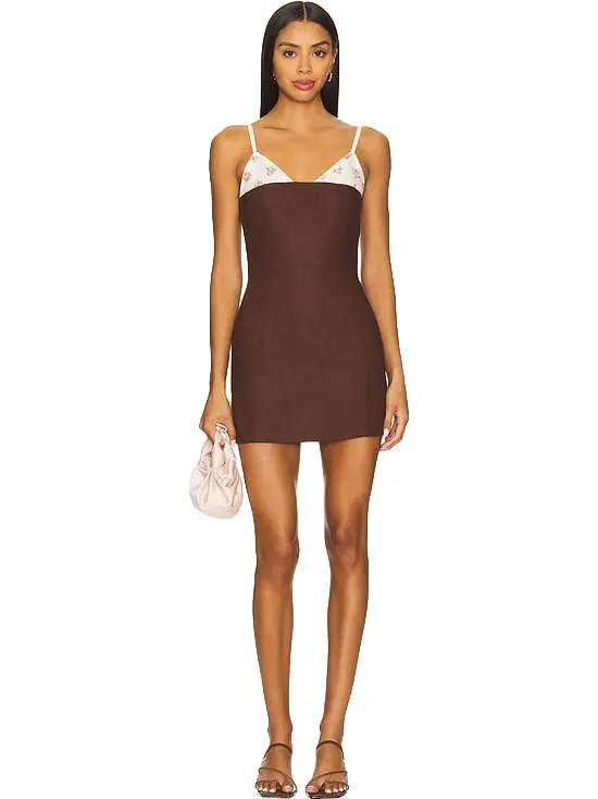 MILKWHITE Mini Dress With Bra Top - Brown