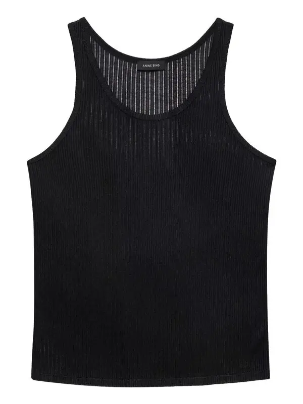 ANINE BING Eugene Ribbed Tank Top - Black