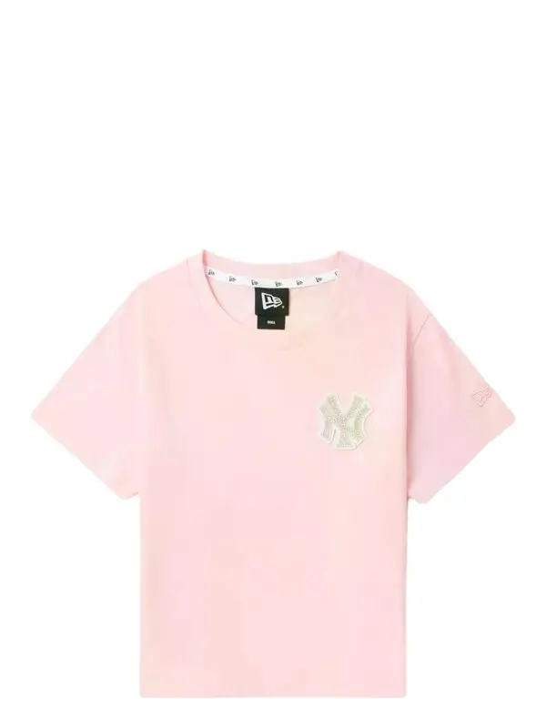New Era Logo-embellished Crop T-shirt - Pink