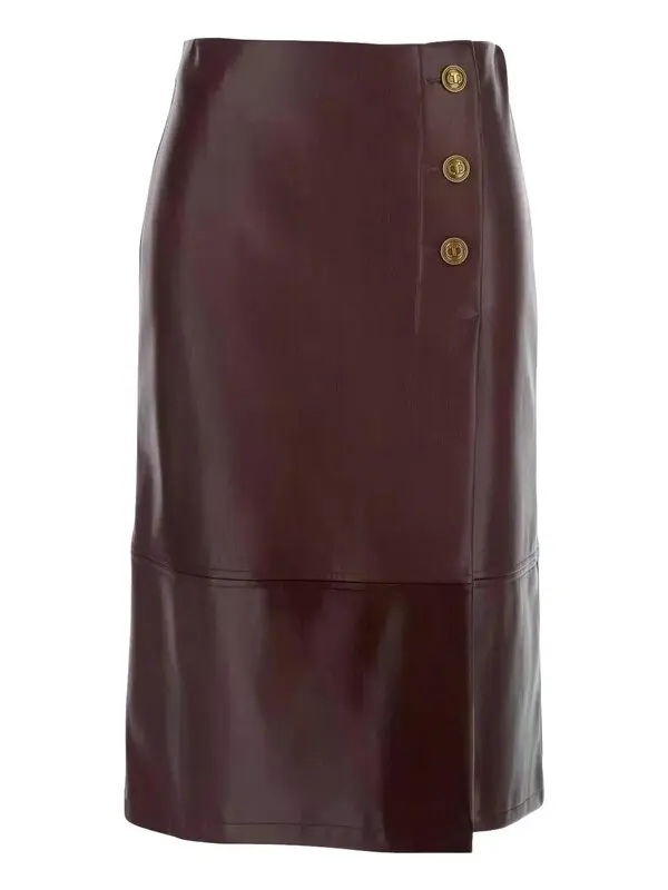 TWINSET Button-detailed Leather Midi Skirt - Red