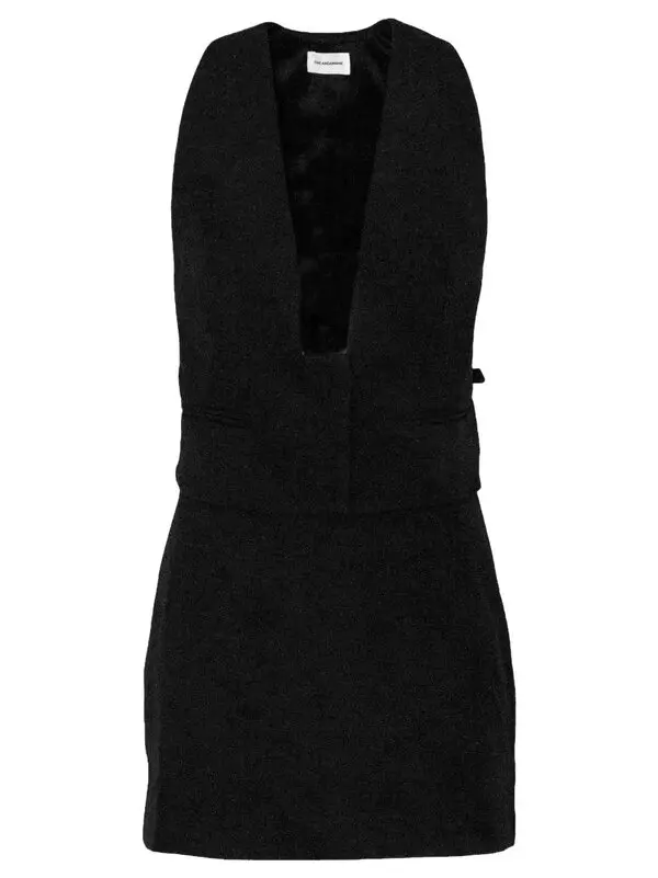 Andamane Deep-neckline Mini Dress - Black