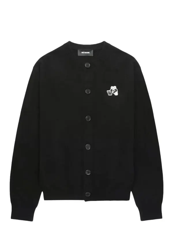 We11Done Bear-logo Button Cardigan - Black