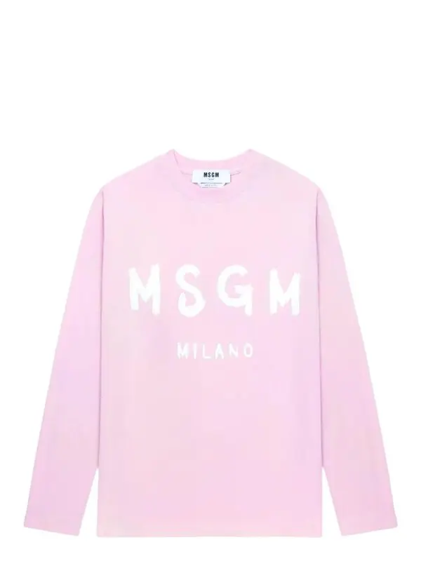 MSGM Logo-print Long-sleeve T-shirt - Pink