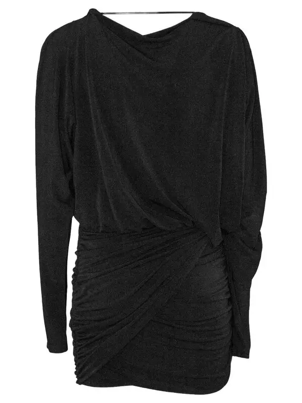 Andamane Draped V-neck Mini Dress - Black
