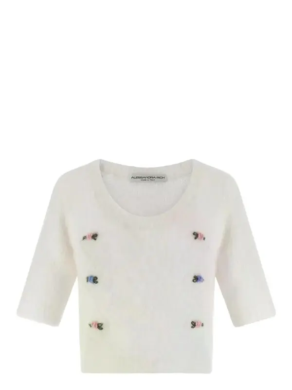 Alessandra Rich Embroidered Sweater - White