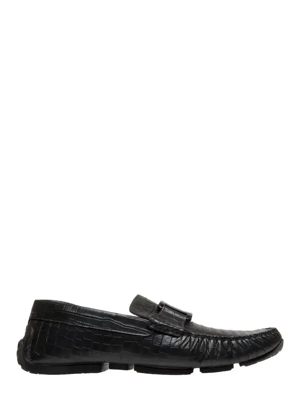 Bally Pilot Driver Embossed-leather Loafers - Black