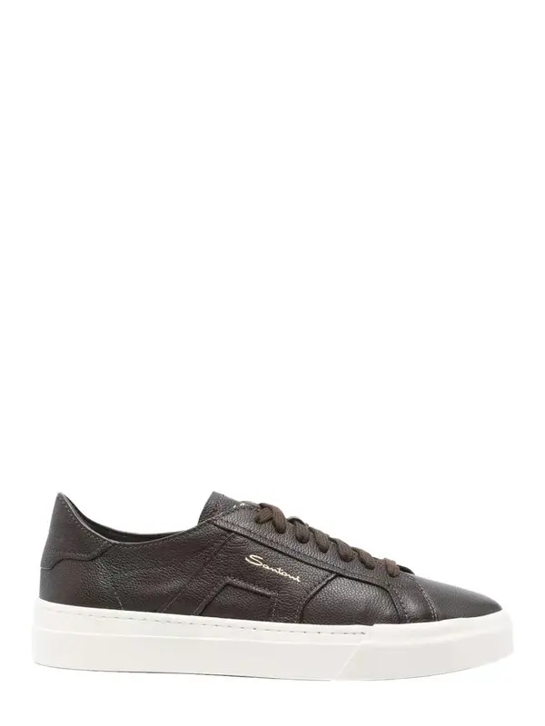 Santoni Leather Lace-up Sneakers - Brown