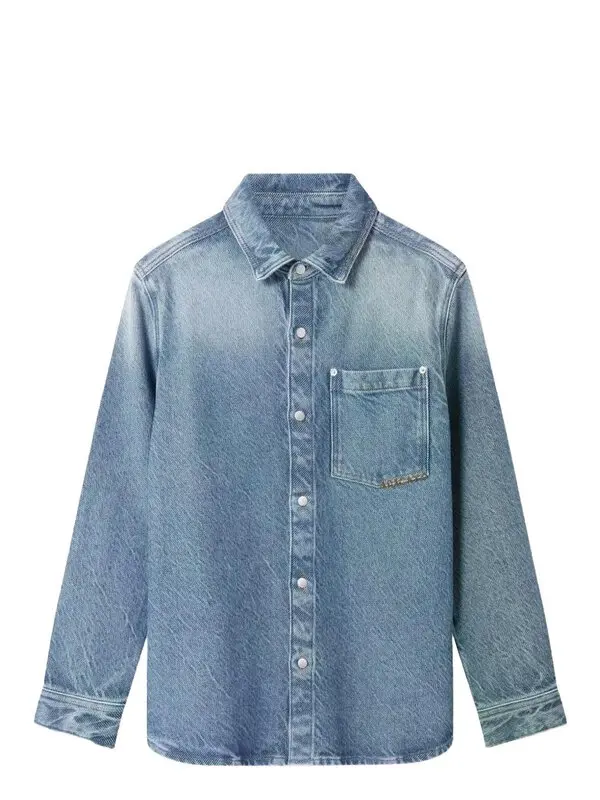 Axel Arigato Embroidered-logo Denim Shirt - Blue