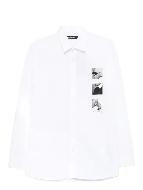 Karl Lagerfeld Portrait-print Long-sleeves Shirt - White