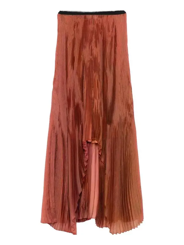 FORTE_FORTE Pleated Asymmetric Skirt - Brown