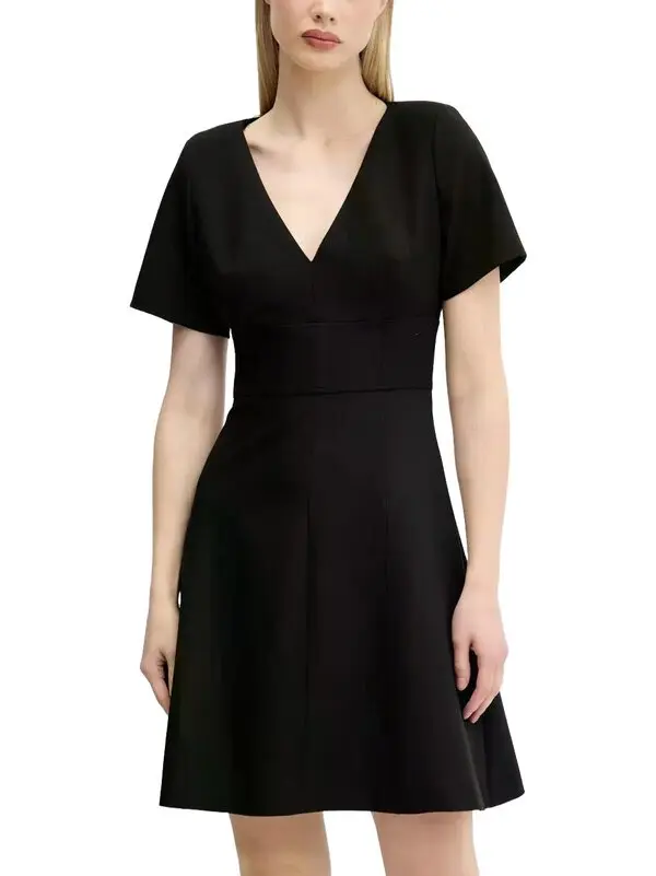 Hugo Boss Mini V-neck Short-sleeve Dress - Black