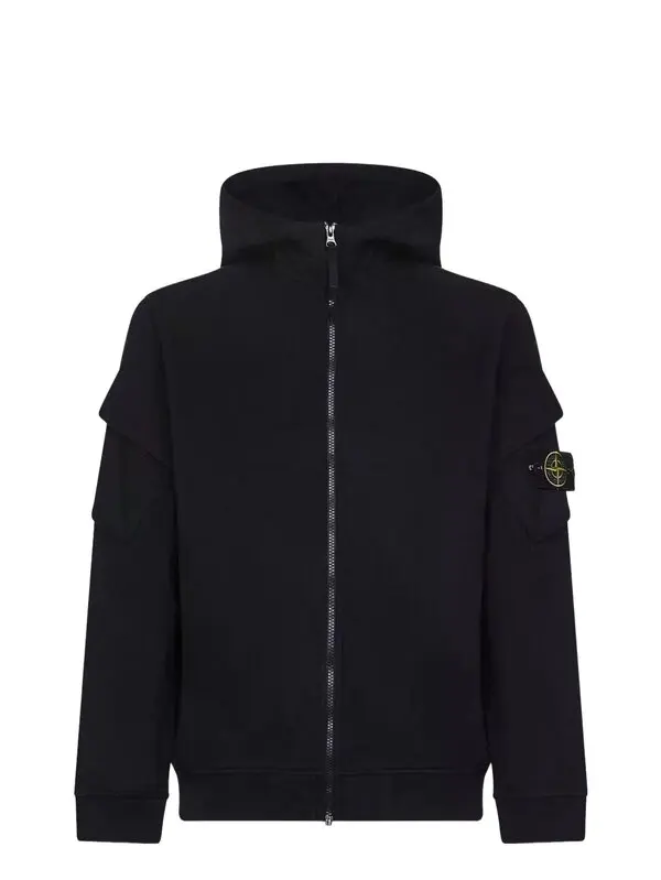 Stone Island Hooded Zip-up - Black