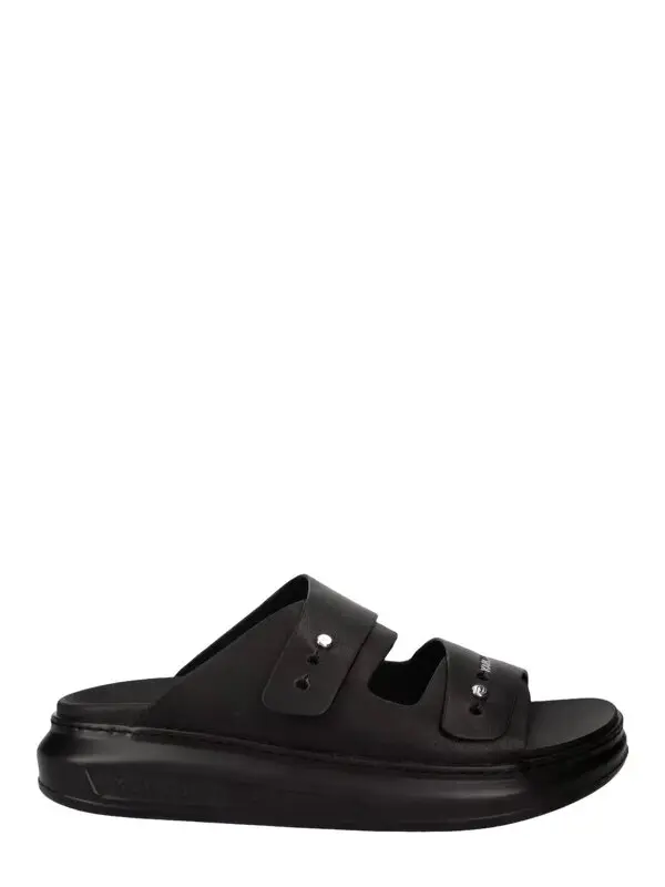 Karl Lagerfeld Leather Slides - Black