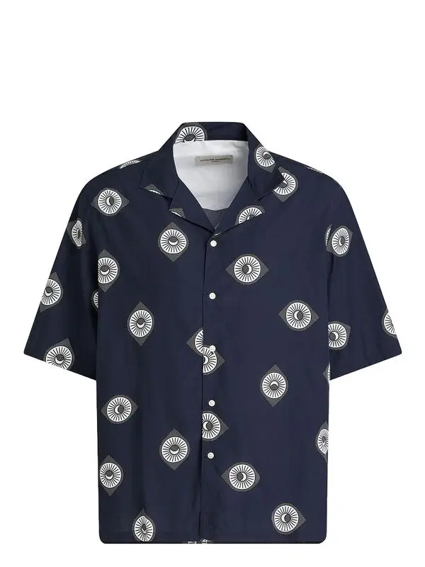 Officine Générale Eren Printed Lyocell And Cottonblend Poplin Shirt - Midnight Blue