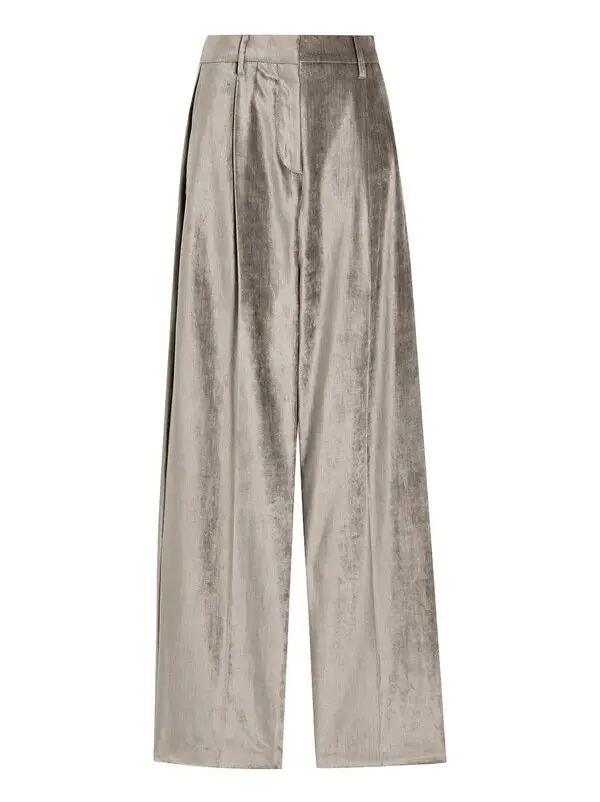 Brunello Cucinelli Cotton-blend Velvet Straight-leg Pants - Gray