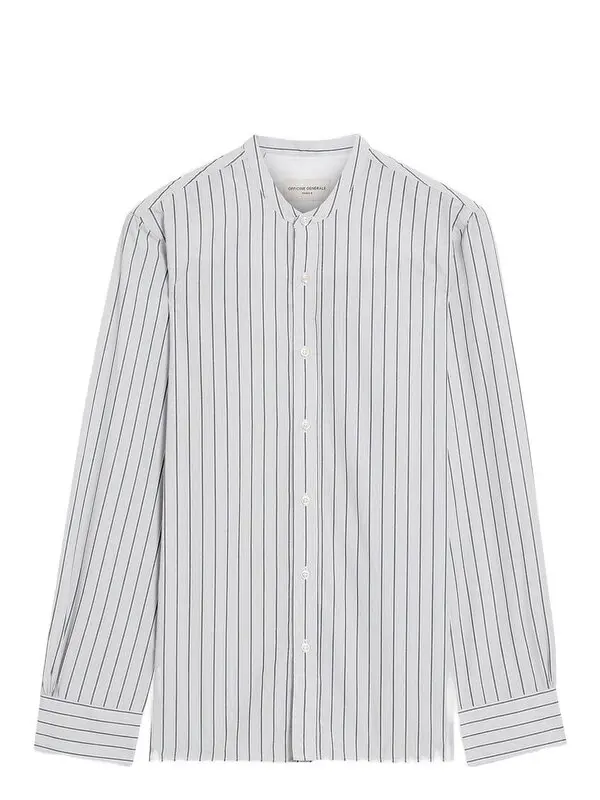 Officine Générale Gaston Striped Cottonpoplin Shirt - Light Gray