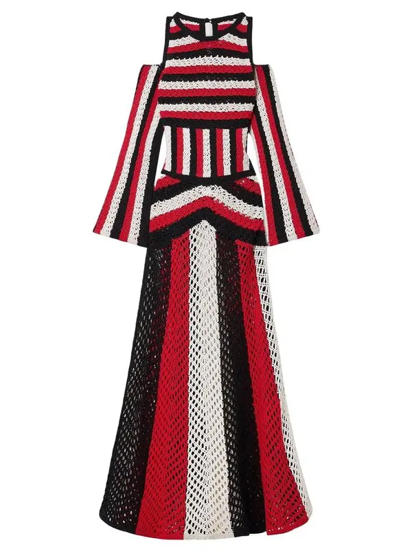 Gabriela Hearst Carr Cold-shoulder Striped Maxi Dress - Red