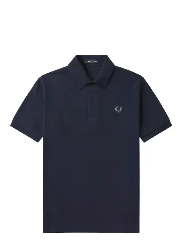 Fred Perry Embroidered Laurel-wreath Polo Shirt - Blue