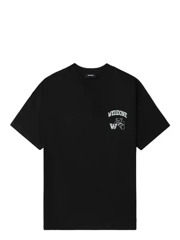 We11Done Bear-logo Cotton T-shirt - Black