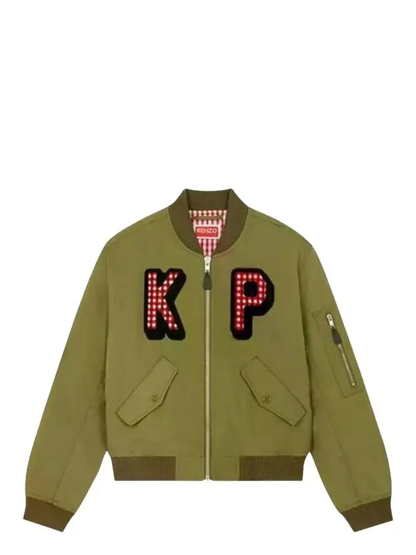 Kenzo Gingham-patch Bomber Jacket - Green