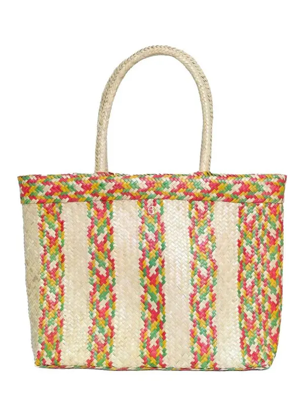 BRIGITTE Bahia Striped Woven Beach Bag - Neutrals