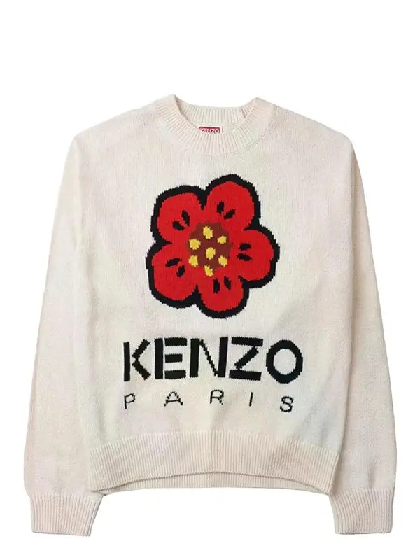 Kenzo Flower-jacquard Logo Sweater - White