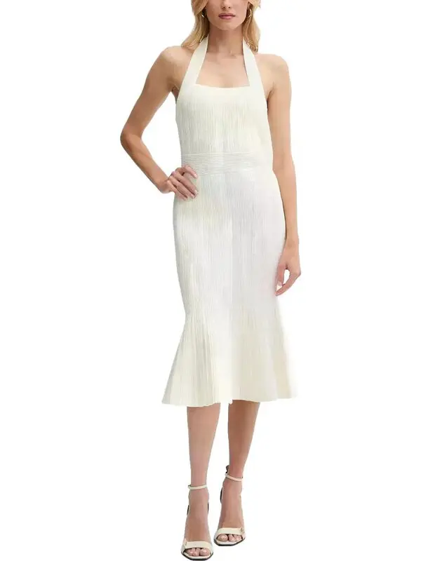 Guess Halter-neck Ribbed Midi Dress - White
