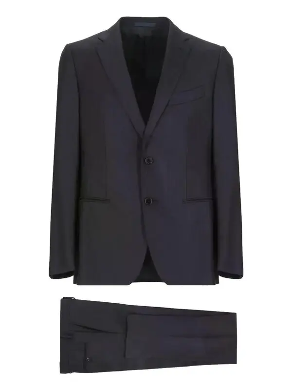 Caruso Wool Single-breasted Suit - Black