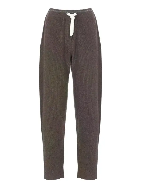 Brunello Cucinelli Ribbed Drawstring Track Pants - Brown