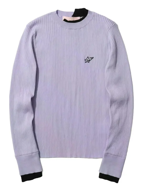 A BATHING APE Ribbed Star-embellished Sweater - Purple
