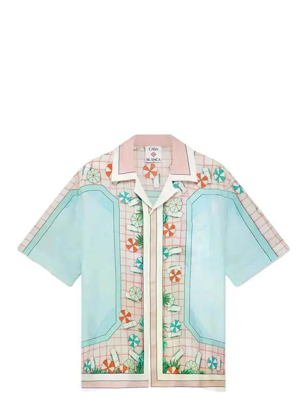 Casablanca Poolside-print Short-sleeve Shirt - Blue