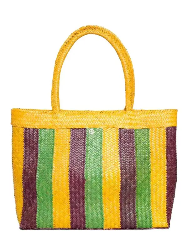 BRIGITTE Bahia Stripe Woven Beach Bag - Yellow