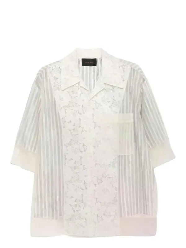 Simone Rocha Lace-panel Striped Shirt - Neutrals