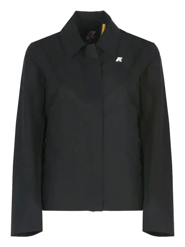 K-WAY Collar Jacket With Logo Plaque - Black