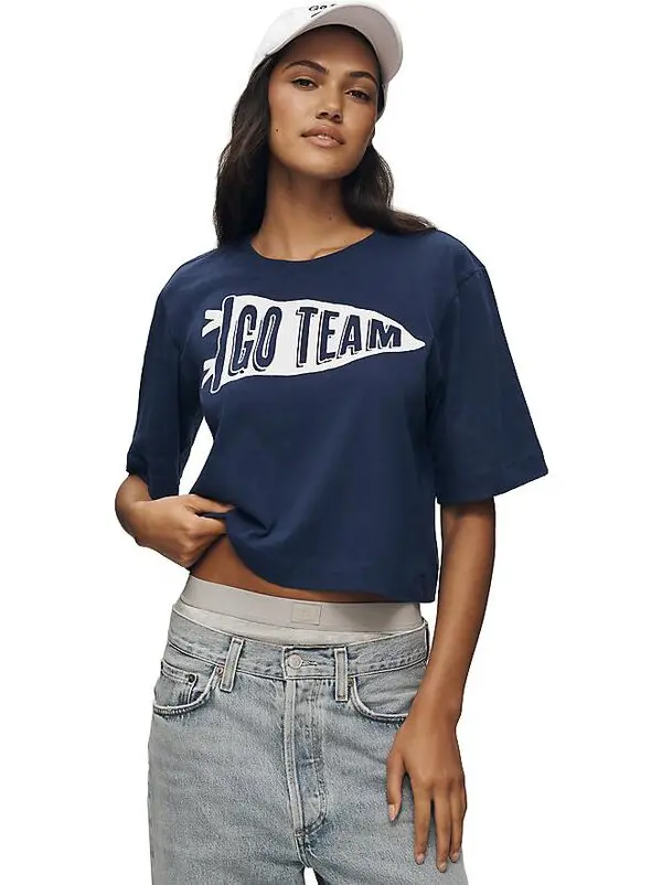 Anthropologie The Corey Game Day Boxy T-shirt Maeve - Blue