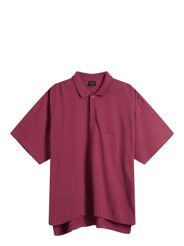 Balenciaga Nano Bb Logo Pique Al Short Sleeve Regular Polo - Bordeaux