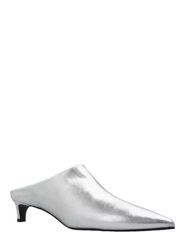 JIL SANDER Metallic Leather Mules - Silver