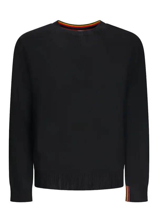 Paul Smith Crew-neck Sweater With Striped Cuffs - Black