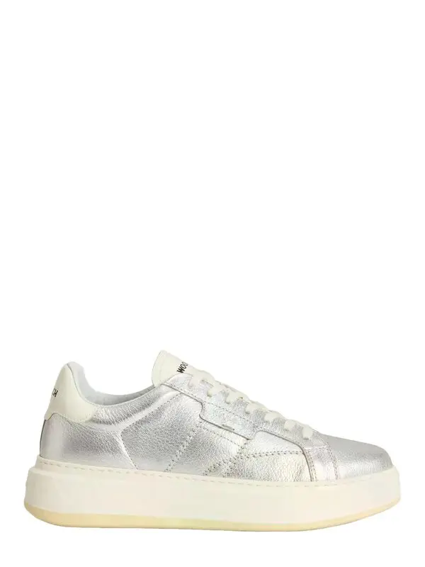 Woolrich Metallic Leather Platform Sneakers - Silver