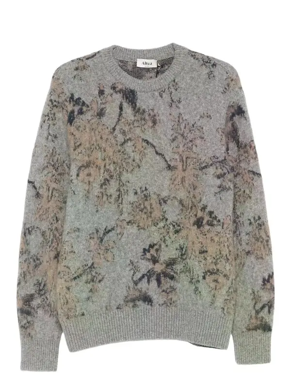 Altea Floral-pattern Wool Sweater - Grey