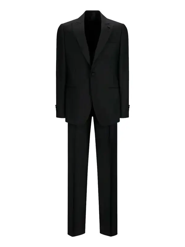 LARDINI Cotton Single-button Suit - Black