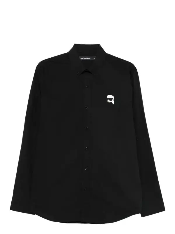 Karl Lagerfeld Logo-embroidered Shirt - Black