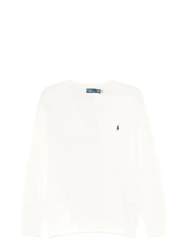 Polo Ralph Lauren Logo-embroidered V-neck Sweater - White