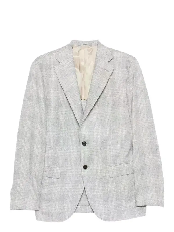 Eleventy Checked Single-breasted Blazer - Grey
