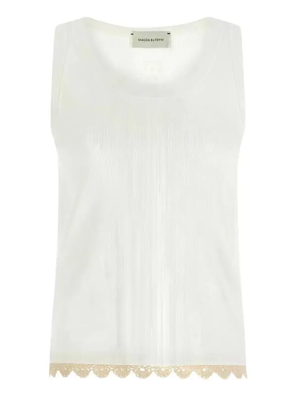 Magda Butrym Ribbed Crochet-trimmed Top - White