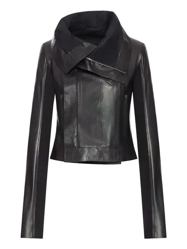 Rick Owens Asymmetrical-collar Leather Jacket - Black
