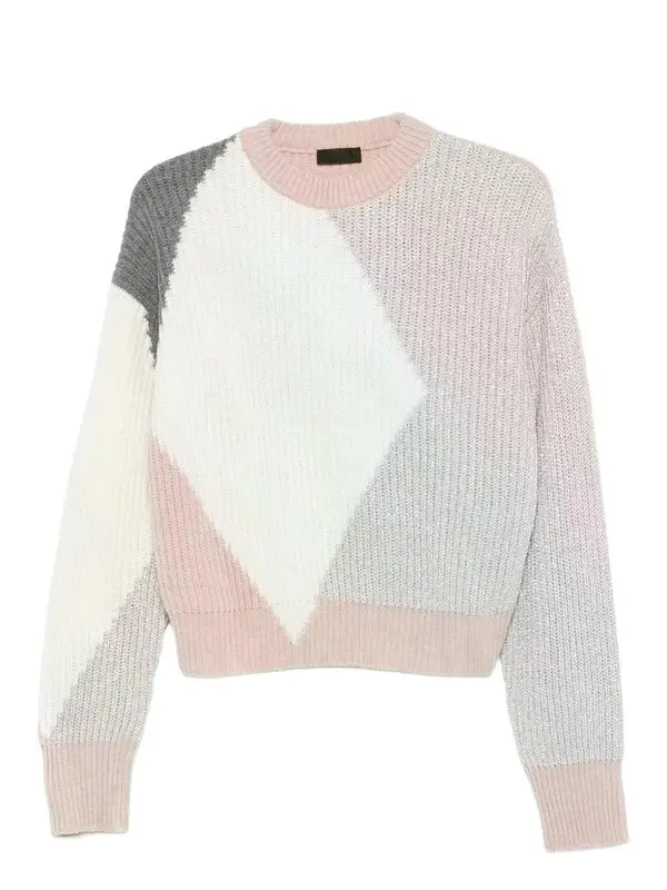 Liu Jo Geometric-pattern Wool-blend Sweater - Pink